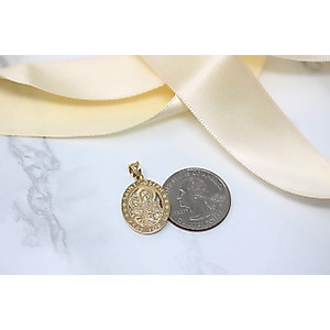 CaliRoseJewelry 10k Saint Joseph Pray for Us Oval Charm Pendant in Yellow Gold