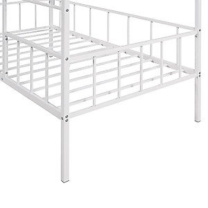 Bellemave House Bed Twin Size Kids Bed Frame Metal Platform Bed Frame, No Box Spring Needed, for Girls Boys (White)