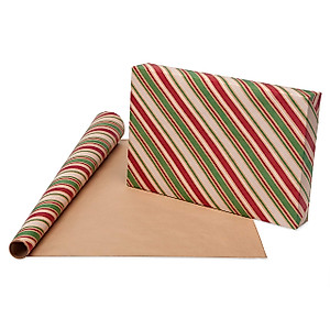 American Greetings Winter Wrapping Paper, Red, Green and Kraft (4 Pack, 80 sq. ft.)