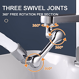 1080° Swivel Faucet Extender Sink Aerator, Splash Water Filter Extension, Kitchen Bathroom 360° Rotatable Spray Attachment, Universal Robotic Arm -Wash Hand/Hair/Face