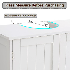 Iwell Pedestal Sink Storage Cabinet with 2 Doors and Shelf, Under Sink Cabinet, Bathroom Sink Cabinet with U-Shape, White