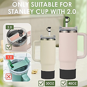 KINTEGOOD 7 PCS Silicone Stoppers Set for Stanley Tumblers, Stanley Cup Accessories Set with Straw Covers and Sleeve - Compatible with H2.0 (Black)