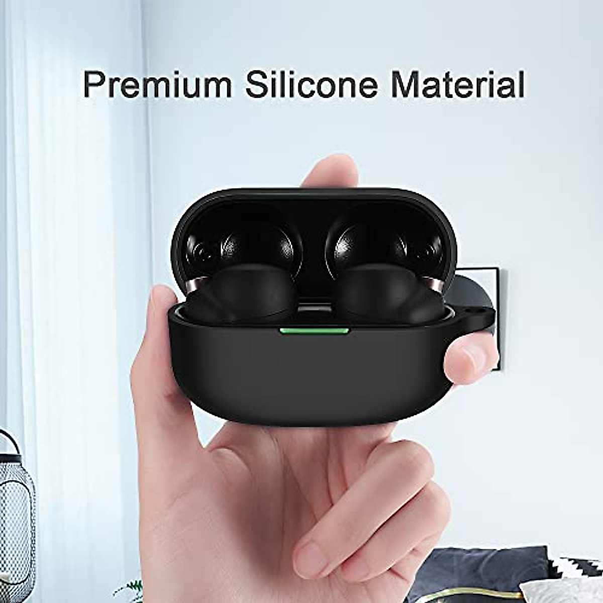 Maidea Case for Sony WF-1000XM4 , Waterproof Case Cover Shockproof Protective Skin Silicone Case with Keychain for Sony WF-1000XM4 Wireless Earbud Headphones (Black)