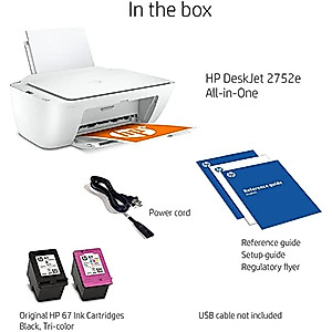 Bools H-P DeskJet 2752e Wireless All-in-One Color Inkjet Printer for Home, Office, Print, Copy, Scan, Wireless, USB Connectivity, Mobile Printing USB Printer Cable