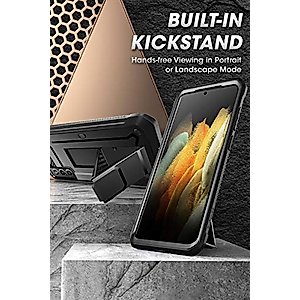SUPCASE Unicorn Beetle Pro Series Case Designed for Samsung Galaxy S21 5G (2021 Release), Full-Body Dual Layer Rugged Holster & Kickstand Case Without Built-in Screen Protector (Black)