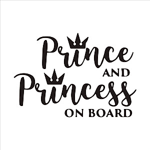 Meitinalife Prince and Princess on Board Car Stickers and Decals Baby Kids ON Board Stickers Baby in Car Styling Bumper Sticker Windshield Window Vinyl Decal for Car Body Door Decor 4.33"x6.29" (Dazzle)