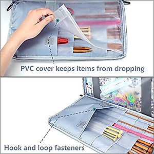 Teamoy Knitting Bag, Travel Yarn Storage Tote Organizer for Yarn, Unfinished Project, Crochet Hooks, Knitting Needles and Accessories, Lightweight, Water-Resistant, Large Capacity, Dandelion