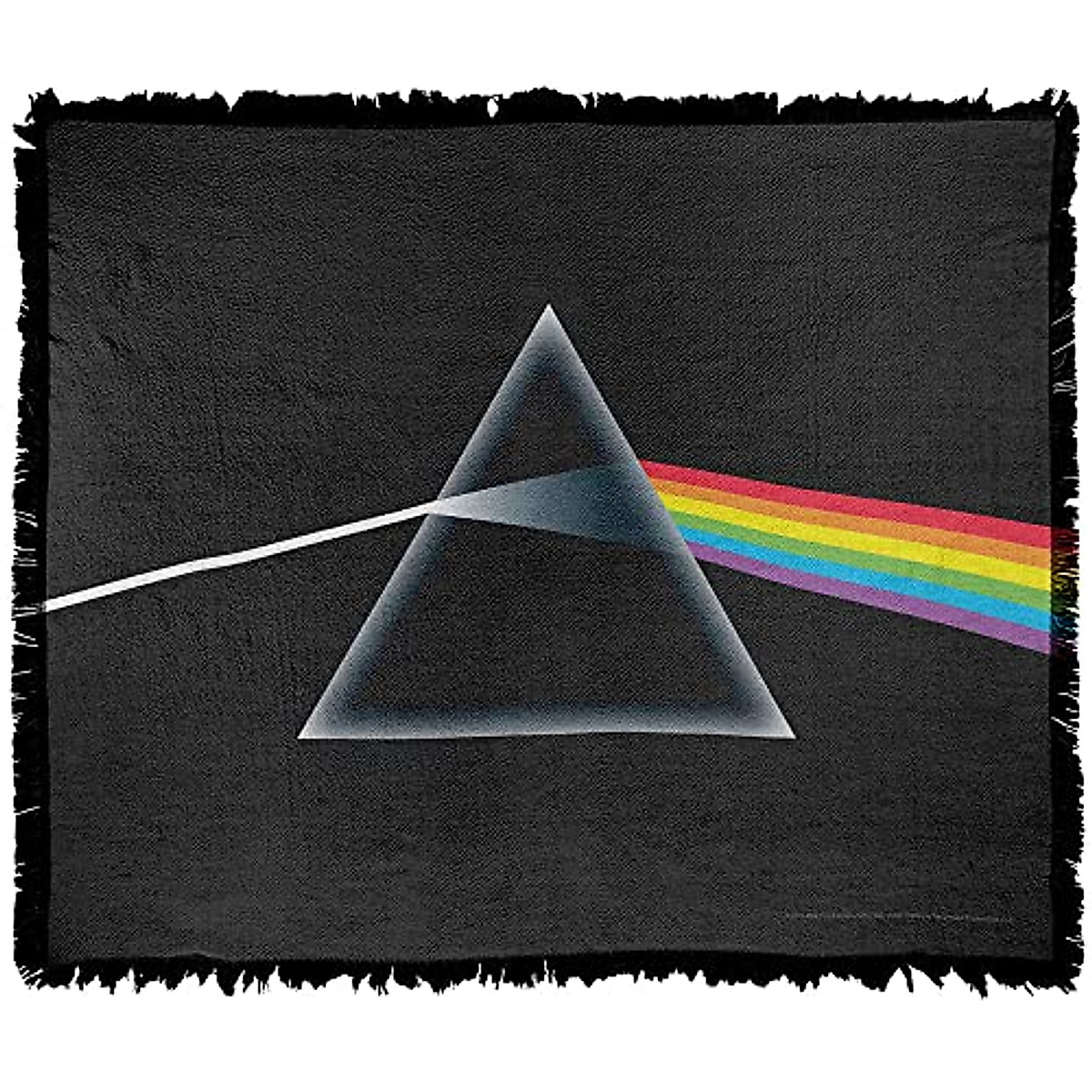 LOGOVISION Pink Floyd Blanket, 50"x60" Dark Side of The Moon Woven Tapestry Cotton Blend Fringed Throw
