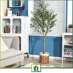 CROSOFMI Artificial Olive Tree Plant 5 Feet Fake Topiary Silk Tree, Perfect Faux Plants in Pot for Indoor Outdoor House Home Office Garden Modern Decoration Housewarming,1Pack