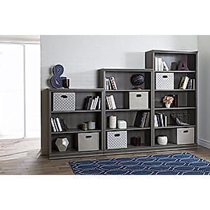 South Shore Morgan Small 3-Shelf Bookcase - Adjustable Shelves, Grey Maple