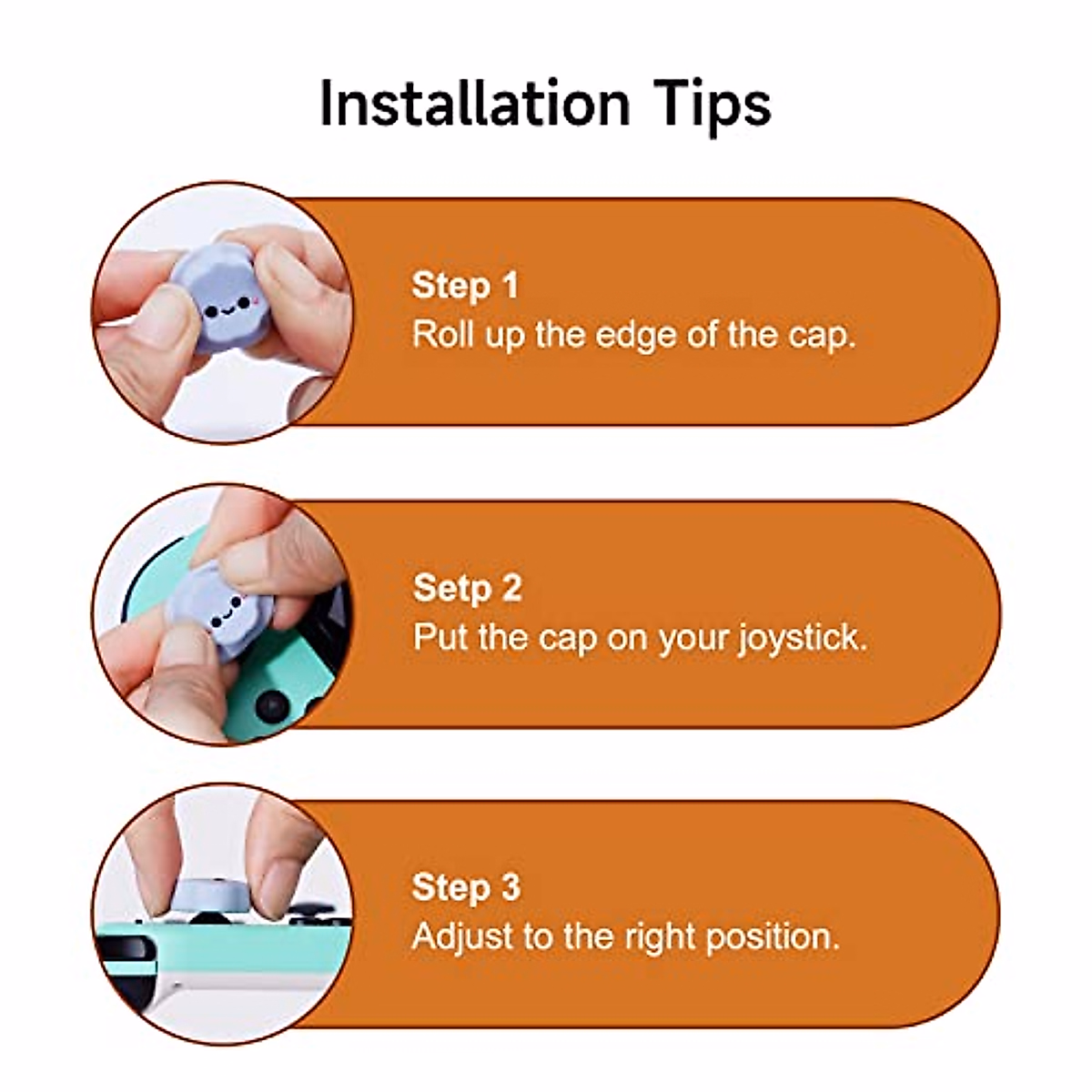 JINGDU Thumb Grip Caps for Nintendo Switch Joy-Con, Cute Silicone Joystick Cap Covers Accessories Compatible with Nintendo Switch/OLED/Lite Joycon, 4PCS Basketball