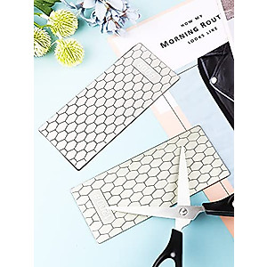 2PCS Diamond Sharpening Stone, Kalolary Knife Sharpener Stone Whetstone Honeycomb Surface Diamond Sharpener Plate with Non-slip Base for Pocket Knives Scissors, Outdoor Kitchen Tools (600/1200 Grit)
