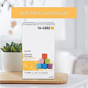 McKesson Elastic Self Adherent Cohesive Bandage, Multi-Color, Non-Sterile, 2 in x 5 yds, 1 Count, 36 Packs, 36 Total