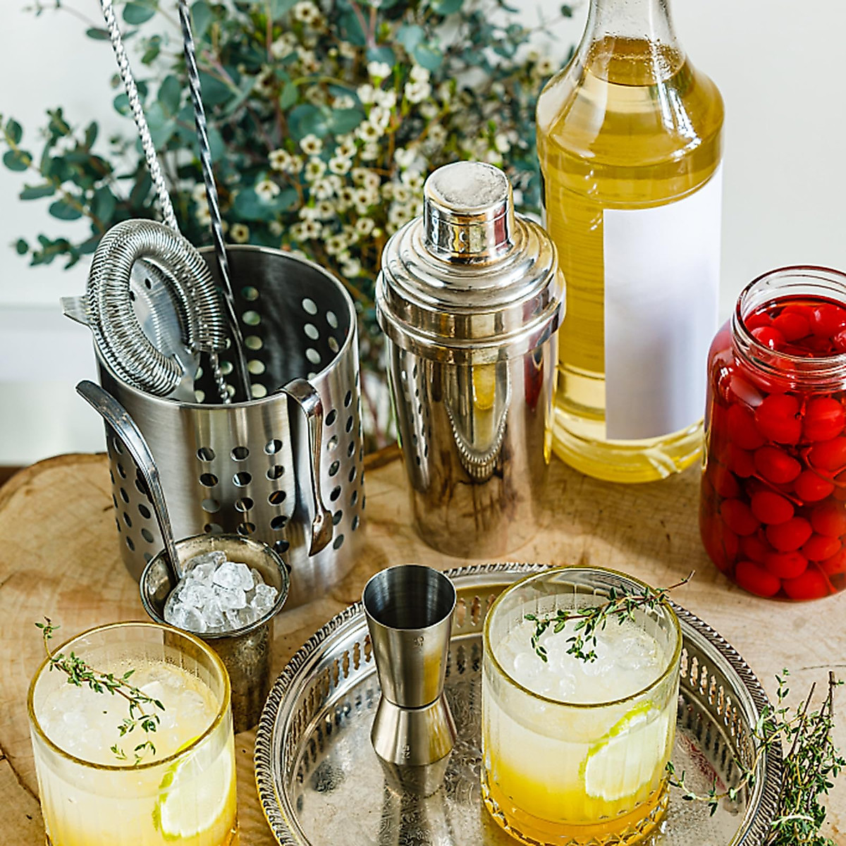 TOPZEA Set of 4 Kitchen Utensil Holder, Stainless Steel Cooking Utensil Organizer Kitchen Tools Flatware Holder Utensil Drying Cylinder Countertop Silverware Caddy