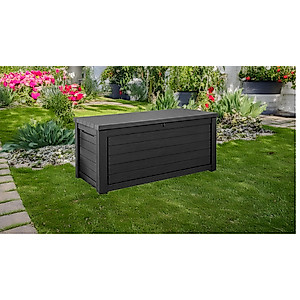 Generic 165-Gallon Versatile Weatherproof, Resin Deck Storage Container, Box Outdoor Patio Garden Furniture, Graphite