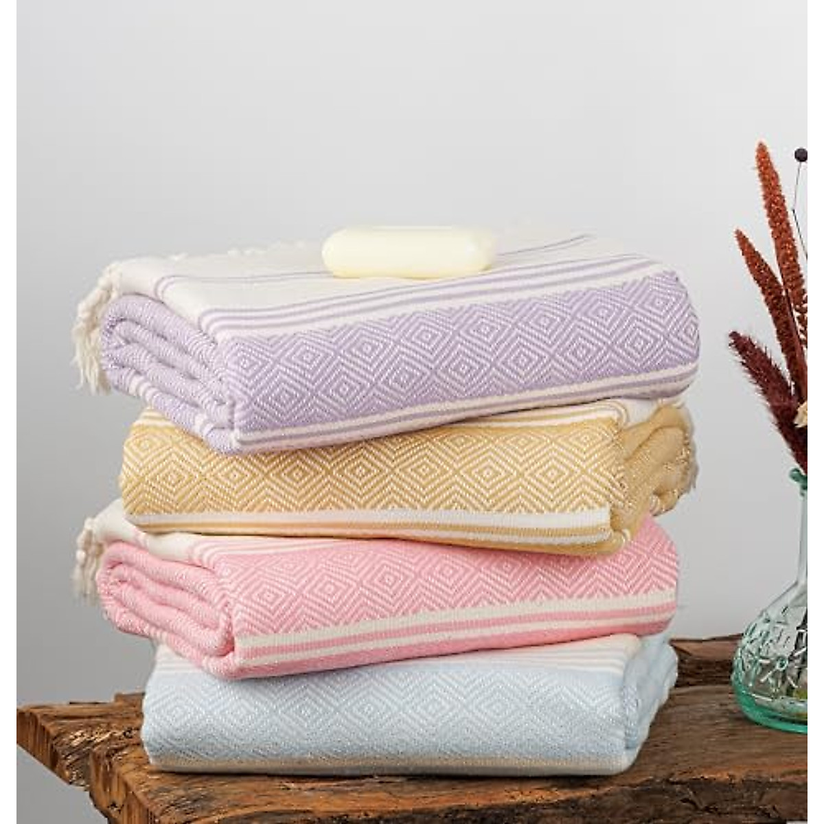 DEMMEX Ultra Soft Turkish Bath and Beach Towel - 100% Organic Cotton, Lightweight Quick-Dry Peshtemal, Prewashed, Diamond Weave, Oeko-TEX Certified, 71x36 - Luxury Beach, Spa, Bathroom Use, Dark Gray