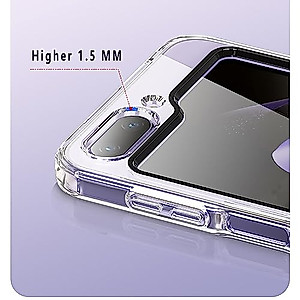 KUGEW for Samsung Galaxy Z Flip 5 Clear Case with Front Screen Protector, Crystal Clear Slim Fit Thin Transparent Phone Cover Soft TPU Bumper Shockproof Anti-Slip Heavy Duty Protection (Clear)