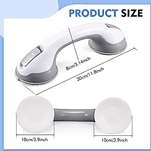 Grab Bars for Shower, 12 Inch Shower Handle Strong Suction Shower Grab Bar for Shower Chair Stool, Bathroom Safety Bar for Seniors, Elderly, Handicap (2 Pack)