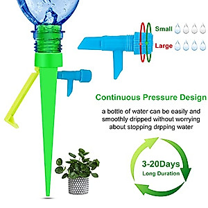 15 Packs Plant Watering Devices, Vacation Plant Self Watering Spikes, Automatic Drip Irrigation Watering Planter Insert with Slow Release Control Valve Switch for Garden Plants Indoor & Outdoor