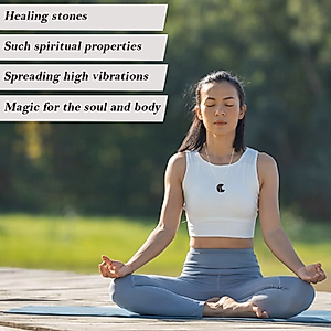 Orgonite Shop Black Obsidian Moon Pendant Necklace, Feng Shui Black Obsidian Wealth Necklace Chakra Jewelry For Women, Self-Healing Handmade Black Obsidian Crystal Gemstone Necklace For Men