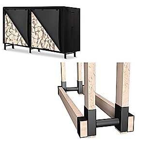 Amagabeli 8ft Firewood Log Rack Cover Bundle 2Pack Firewood Rack Outdoor