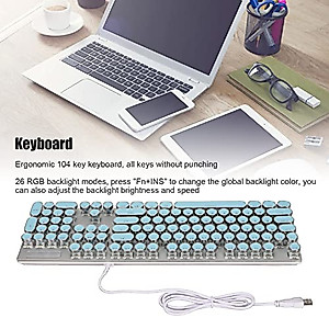 LBEC Blue Switch Mechanical Keyboard, Ergonomic 104 Keys Mechanical Gaming Keyboard Plug and Play Blue Switch for (Blue Switch)