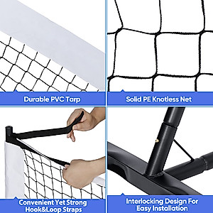 BBBuy 22FT Portable Pickleball Net Stand Set Metal Frame and Regulation Size Net w/Carrying Bag Indoor Outdoor Activities Game Play