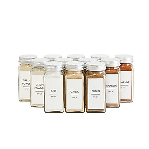 Talented Kitchen 140 Spice Labels Stickers, Preprinted White Minimalist Spice Jar Labels for Herbs Seasonings, Kitchen Spice Rack Pantry Organization, Black Text (Water Resistant)