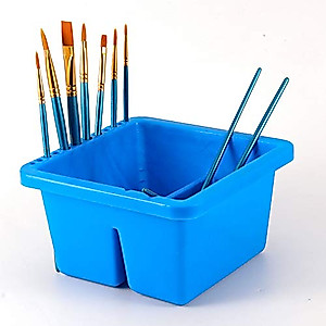ZOENHOU 4 PCS 12 Hole Square Multifunction Paint Brush Basin Cleaner, Plastic Twin Compartment Artist Brush Washer with Brush Holder and Lid for Cleaning Acrylic Watercolor Oil Painting