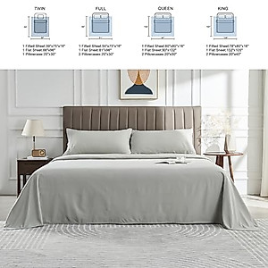 WODFAMY Microfiber Full Size Bed Sheet Set Extra Soft Deep Pockets Luxury Hotel Bed Sheets Breathable & Cooling Wrinkle Free 4 Piece Set Fulls Sheets Light Grey&Gold