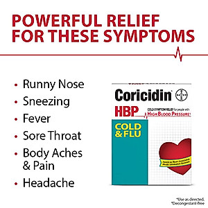 Coricidin HBP Cold & Flu Tablets, 20 ea (Pack of 3)
