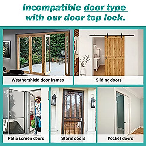 Child Proof Door Top Lock - BILLROAD Top Door Lock for Kids Safety Made of Durable Metal | Adjustable Lock Child Safety Top Lock for 0.8-2 inch Thick Interior Doors (Stainless S-1PC)