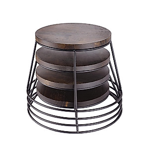 WIWIWISAM Food Display Riser for Party Food Service Display Stands Set of 4,Apply to Party,Dining Bar,Living room or Garden Wood Top & Black Metal Wire