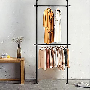 2 Tier Closet Organizer Metal Garment Rack Portable Clothes Hanger Storage Shoes Rack Organizer Black