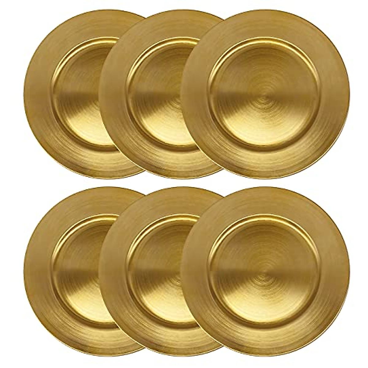 Henilosson Metallic Foil Gold Charger Plates-13 inch-6 pack round Dinner Chargers -Plate Chargers for Dinner Plates - Wedding Décor Place-mats (6, gold)