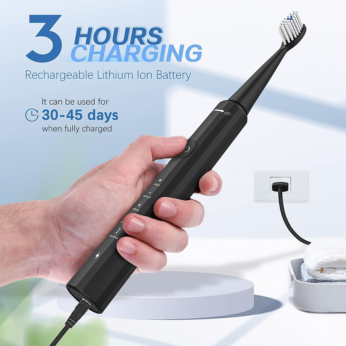 Szong Adult Toothbrush 4 Pack Brush Black