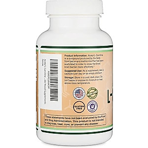 Acetyl L-Carnitine 1,000mg Per Serving, 150 Capsules (ALCAR for Brain Function Support, Memory, Attention, and Stamina) Acetyl L Carnitine That is Third Party Tested by Double Wood