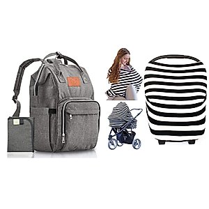 KeaBabies Diaper Backpack & Car Seat Canopy Cover - Multi Use Nursing Cover For Breastfeeding - Best Travel Bag and Cover For Outdoor - Baby Essentails For Newborn Baby