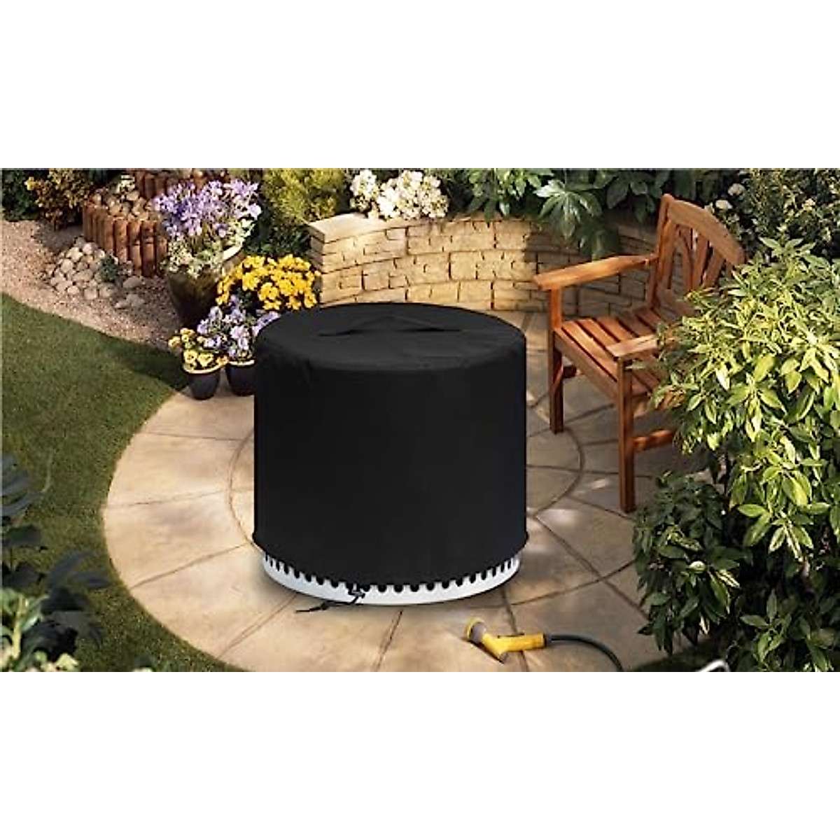MAVINCHER Fire Pit Cover for Solo Stove Bonfire 2.0, Waterproof Outdoor Firepits Cover for Propane Fire Pits, 600D Heavy Duty Patio Round Fire Pit Cover for Gas Fire Bowl Fits, Black, 20" D x 14.5" H