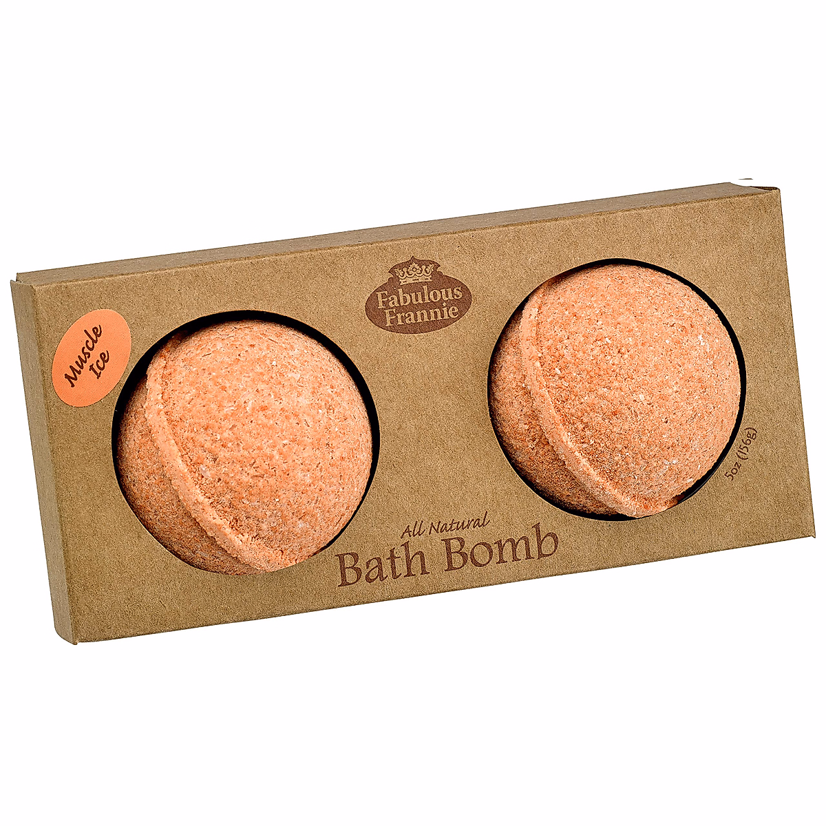 Fabulous Frannie Muscle Ice Natural, Handmade Bath Bomb Gift Set, Rich in Essential Oil, Salt, Coconut Oil, Witch Hazel,Fizzies to Moisturize Skin 2.5oz (Pack of 2)