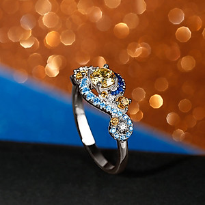 Jeulia "The Starry Night Round Cut Sterling Silver Ring Fashion Anniversary Promise Engagement Wedding Ring Set for Her With Gift Jewelry Box (7.5)