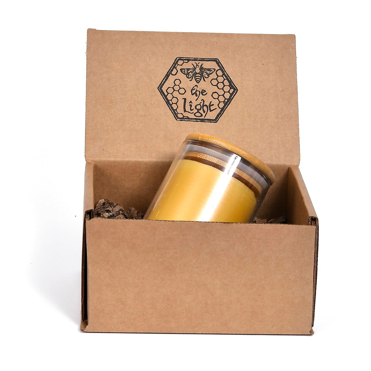 BeeTheLight Beeswax Jar Candle - 100% Pure USA Bees Wax in Glass Container - All Natural Light Honey Scent