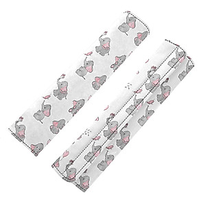 Cute Elephants Pink Butterflies Seamless On White 1 Piece Adjustable Car Seat Belt Pads Cover, Universal Car Seat Belt Shoulder Strap Covers, Car Seat Belt Cushions for Adults Kids