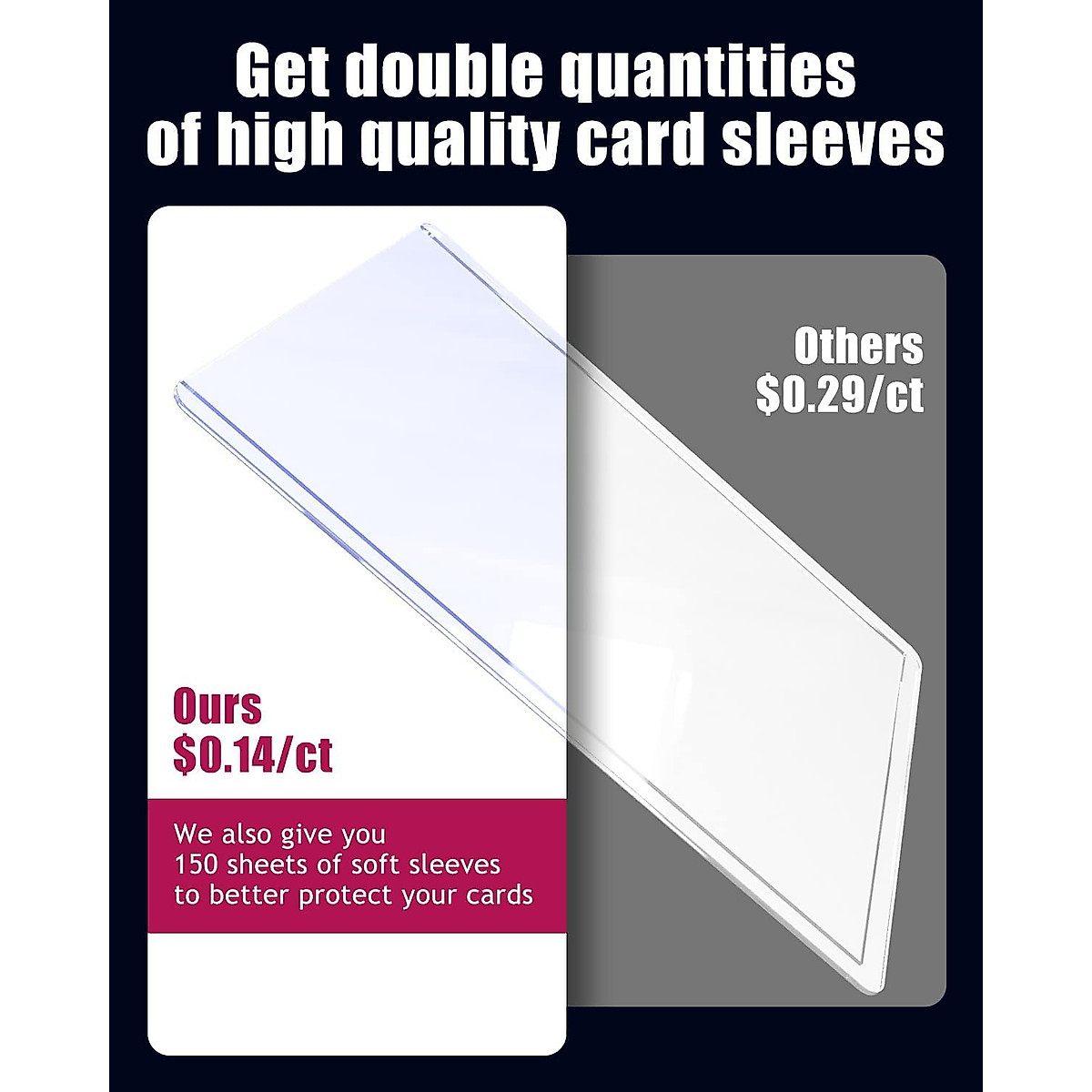 Top Loader for Cards 100 ct, 35 PT Premium 50 Top Loader and 50 Clear Soft Sleeves, Thick Hard Plastic Card Sleeves, 3" x 4" Trading Cards Protector for Game Cards, Sports Cards, Trading Cards