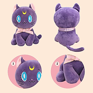 Mannxitzdy Sailor Plush Doll, Purple Cat Plush Stuffed Animal Cartoon Plushie Cute Soft Sofa Plush Toy Figure Pillow Cushion,10 Inch