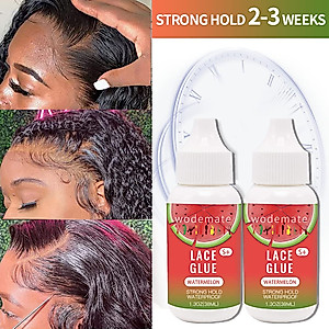 Wig Glue for Front Lace Wig, Strong Hold Glue Watermelon for Hair Systems Invisible Bonding Adhesive,Waterproof and Oil-Resistant for Hairpiece Closure Frontal Toupee Systems 1.3Oz