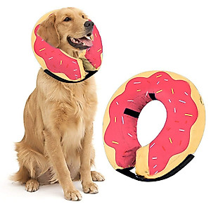 Inflatable Dog Cone Collar – Soft, Comfortable & Adjustable for Small Medium Large Dogs & Cats, Anti-Lick Recovery Donut E-Collar for After Surgery (Pink Donut, XS)