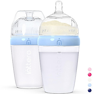 INTTERO 9oz Blue Formula Dispenser Anti-Colic Baby Bottles - 2 Pack/Medium Flow (Cute Blue) — Everyday Baby Essential — Formula Bottle — Biberones para Formula — PopYummy Mixie — Easy Baby Brezz