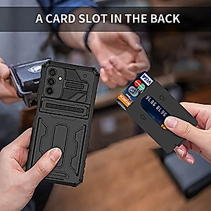 Niuuro for Samsung Galaxy A14 5G Wallet Case with Credit Card Holder Stand Kickstand Slim Rugged Shockproof Heavy Duty Defender Armor 【Military Grade】 Protective Phone Case - Black