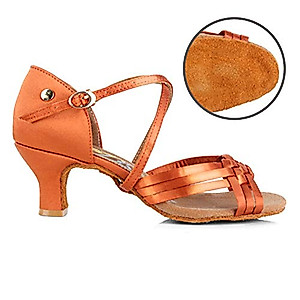 HIPPOSEUS Latin Dance Shoes for Women Ballroom Salsa Performance Dancing Shoes,Model 2230,Bronze，5 B(M) US